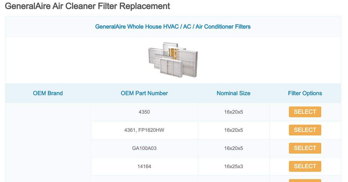 GeneralAire Air Cleaner Filter Replacement - ON SALE!