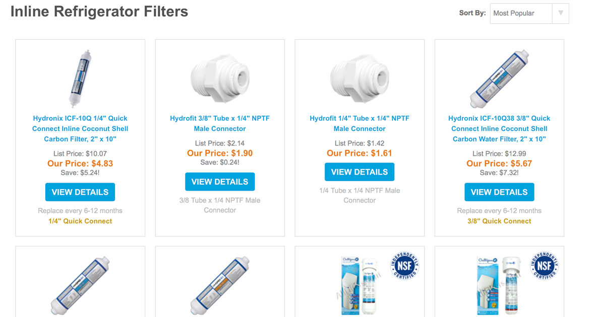Inline Refrigerator Water Filters - On Sale Now!