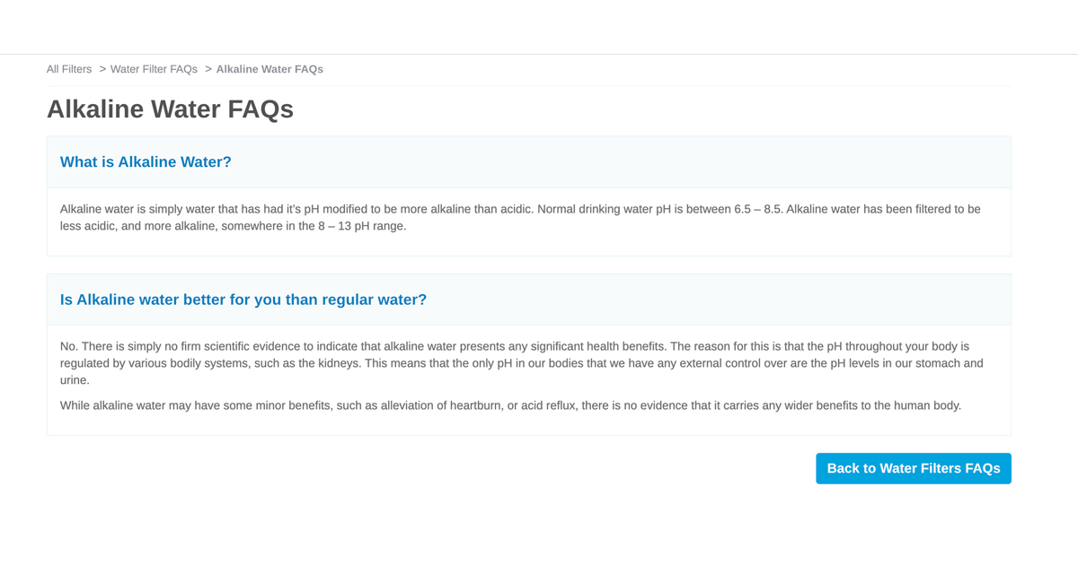 Alkaline Water FAQs / Alkaline Information | All Filters