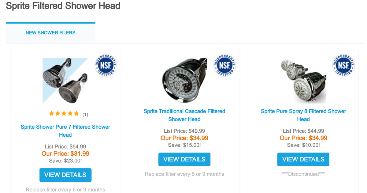 Sprite Filtered Shower Heads - Starting at $39.99!