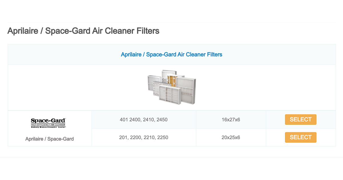 SpaceGard Air Cleaner Filter Replacement Parts - ON SALE!